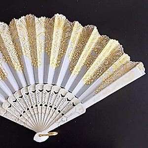 RAZZUM Folding Hand fansRetro Court Chinese Style Hand Fan，Folding Craft Dance Fan，Vintage Fold Fan for Wedding Party Lace Fan SilkChinese Fans Fan