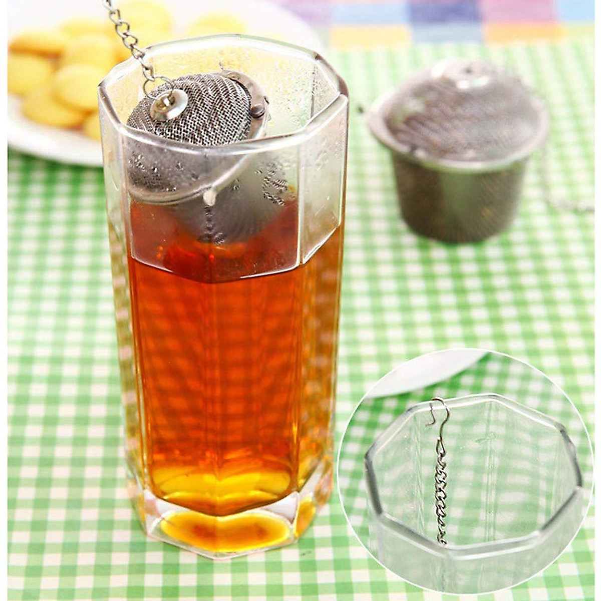4 Size Stainless Steel Tea Strainer Infuser Tea ball Locking Ball Tea Spice Mesh Herbal Ball Cooking tools With Chain
