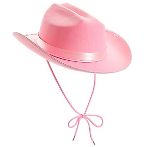 Zodaca 4-Pack Pink Cowboy Hats for Girls - Cute Felt Cowgirl Hats for Costume, Dress Up Party (One Size Fits All)