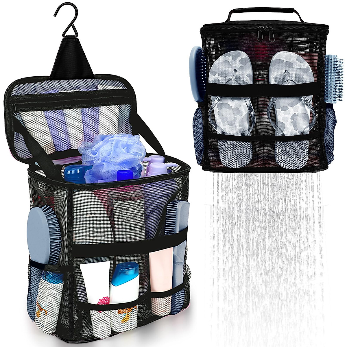 Dorm Room Essentials for College Students Girls Boys Guys, Large Capacity Mesh Shower Caddy Portable with Hanging Hook, Quick Dry Shower Bag for Camping, Beach Essentials, Birthday Gifts for Women Men