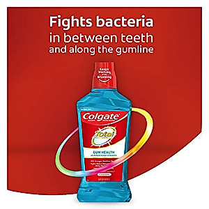 Colgate Total Gum Health Alcohol Free Mouthwash, Antibacterial Formula, Clean Mint - 500 mL, 16.9 Fluid Ounce
