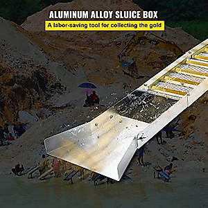 VEVOR Folding Aluminum Alloy Sluice Box, Compact 50" Sluice Boxes for Gold, Lightweight Gold Sluice Equipment, Portable Sluice Boxes w/Miner's Moss, River, Creek, Gold Panning, Prospecting, Dredging