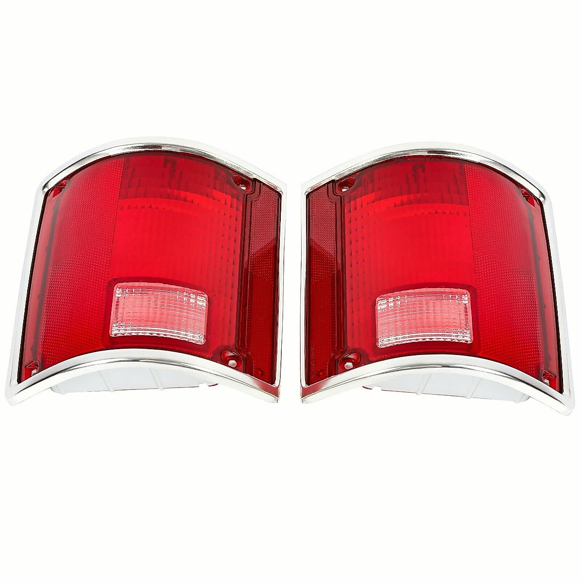 UPPARTS Tail Lights For Chevy C10 C20 C30 K10 K20 K30 K5 R10 R20 R30 V10 V20 Blazer Suburban Cheyenne Scottsdale Silverado - Driver and Passenger Side - Replace Chevy Tail Light Lens With Chrome Bezel