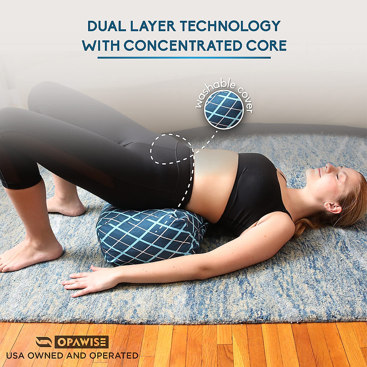 Yoga Bolster for Restorative Yoga - Rectangular Meditation Pillow with Washable Cover for Legs, Knees, Lower Back and Head, Lumbar Support Pillow for Bed, Sleeping - Yoga Pillow for Yin, prenatal Yoga