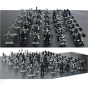 Odowalker 60 Pieces Ancient Soldier Figures Toy Middle Ages Army Infantry Archer Warriors Sword and Shield Swordman Archaic Soldiers Medieval Soldiers Model Military Figures Toy Sliver Black