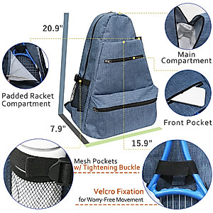 Layway Tennis Backpack for Men Women,Tennis Rackets Bag to Carry Racquets of Racquetball, Squash,Badminton,Pickleball and Other Travel Sport Accessories (Blue)