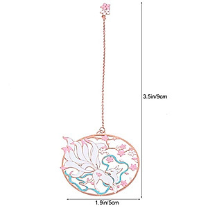 TOYANDONA 1pcs Metal Bookmark, Beautiful Vintage Bookmarks with Tassels for Women Reader Gift (Nine-Tailed Fox)