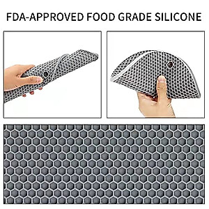 Gaiamat Silicone Trivet Mats, 4 Pack 2 Shape(2 Squared+2 Round) Heat Resistant Pot Holders Set, Silicone Table Mats Large Coasters for Kitchen Counter, Tables, Hot Dishes, Hot Pats, Pans(Grey)