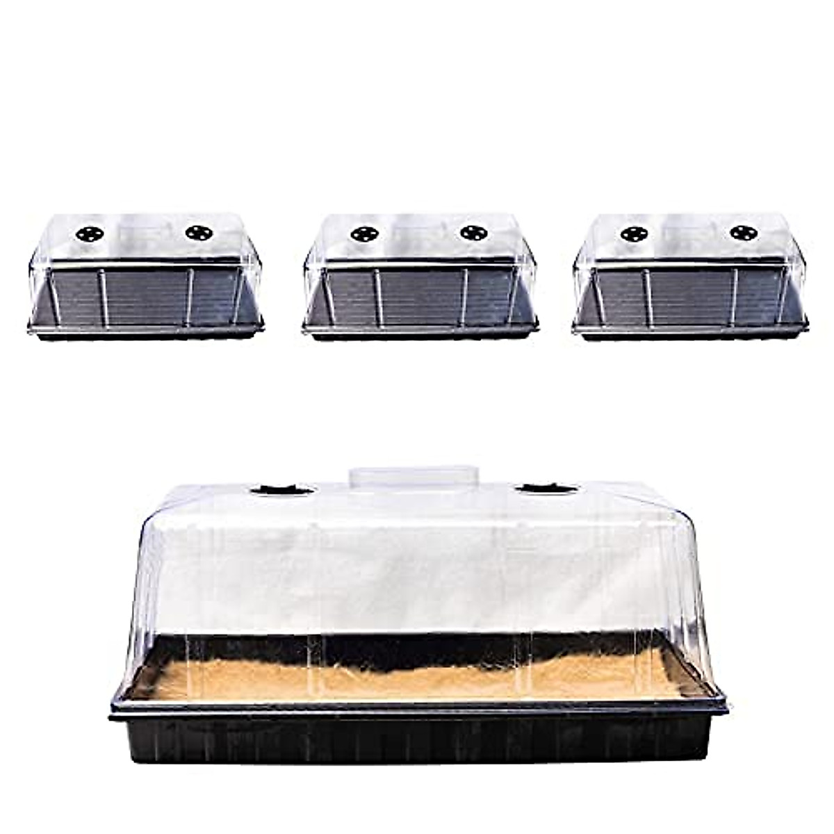 Seed Starter Trays and Humidity Domes - 6 Pack 1020 Trays Cloning Germination and Propagation - Plastic Plant Trays Propagation Domes - Microgreens Growing Trays Seedling Starter Trays No Holes