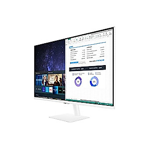 SAMSUNG 27" M50B Series FHD Smart Monitor w/Streaming TV, 4ms, 60Hz, HDMI, HDR10, Watch Netflix, YouTube and More, Slimfit Camera, IoT Hub, Mobile Connectivity, 2022, LS27BM501ENXZA, White
