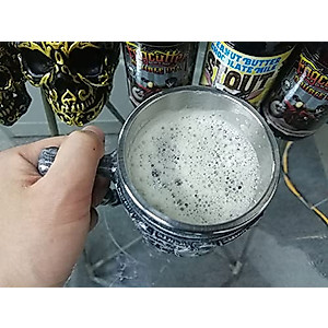 Classic Stainless Steel Reusable Insulated Viking Skull Cups Novelty Coffee Mugs for Women and Beer Mug for Men 14oz with Handles for Tea Milk Coffee Drinking &Halloween Bar Drinkware Gift,Party Cup