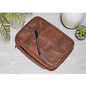 Wings of Eagles Scripture Brown Large Print Vinyl Bible Cover with Handle