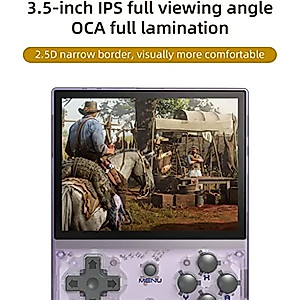 RG35XX Handheld Game Console with 5000 Games, 3.5inch IPS OCA Screen Linux System Chip Cortex-A9 Portable Handheld Nostalgic Arcade Retro Game Machine, 64g, 2100mAh (RG35XX Purple)