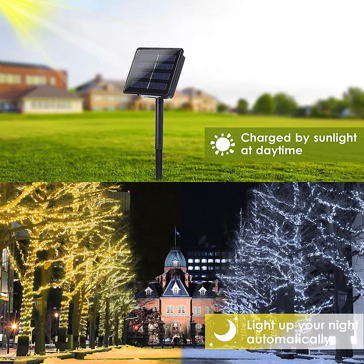 BHCLIGHT Purple Solar Halloween Lights,2-Pack Each 72FT 200 LED Solar String Lights with 8 Lighting Modes, Waterproof Solar Outdoor Halloween Decorations (Purple)