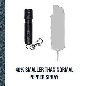 SABRE Mighty Discreet Pepper Spray for Self Defense, Protect Against Multiple Threats, 16 Bursts, Small Ultra-Compact Design, UV Marking Dye, Snap Clip, Key Ring, Twist Lock Safety, 0.18 fl oz, 2 Pack