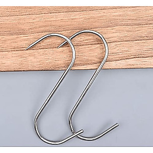 Alele 5 Inch 4mm Meat Hooks Stainless Steel Meat S-Hook for BBQ,Hanging,Smoking,Butchering,Grilling Set of 6 Pack (Meat Hook 5 Inch)