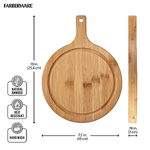 Farberware Round Paddle Board with Juice Groove, 7.5x10 Inch, Bamboo
