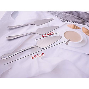 Pie Cake Server Party and Daily Wedding Cake Knife Stainless Steel Pizza Cutter All in One Server with Serrated Cutting Edge (Silver, 6)