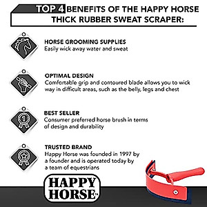 HARRIS Happy Horse Horse Supplies, Thick Rubber Sweat Scraper (Red)