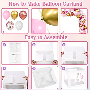 Winrayk 145Pcs Baby Shower Decorations for Girl Baby Boxes with Letters (Baby Girl+A-Z) & Rose Gold Pink Balloon Arch & Backdrop Tablecloth & Bowtie Heart Balloon Princess Girl Baby Shower Decorations