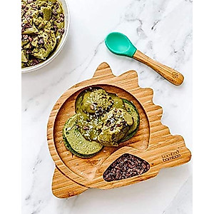 Bamboo Baby Plate with Suction - Kids and Toddler Suction Cup Plate for Babies, Non-toxic All-Natural Bamboo Baby Food Plate Stays Cool to the Touch for Baby-Led Weaning