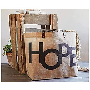 Huge HOPE Religious Quote Jute Beach Tote Bag Shopping Gym Market Weekend Travel