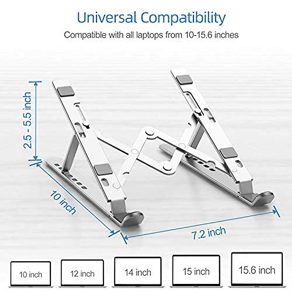 Xtree Laptop Stand,Laptop Holder Riser Computer Stand,Aluminum 7Angles Adjustable Ergonomic Non-Slip Ventilated Desktop Holder, Compatible with MacBook Air Pro, Dell XPS, Lenovo More 10-15.6” Laptops