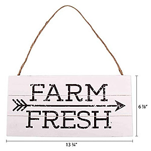 GSM Brands Farm Fresh Wood Plank Hanging Sign (13.75 x 6.9)