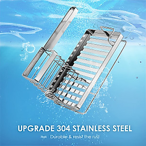 Kitchen Sink Caddy Sponge Holder: Rust Proof Kitchen Sink Organizer for Dish Rag Soap Brush - Sponge Holder with Drain Tray for Counter