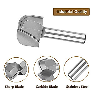 SpeTool 1/4" Shank Bowl & Tray Router Bit 3/4 Cutting Diameter Double Flute Woodworking Milling Cutter Tool