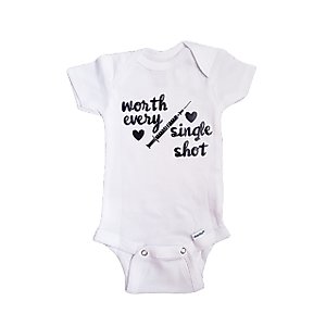 Peanut Press Designs Worth Every Single Shot Baby Bodysuit, IVF Infant Outfit, Organic Cotton (Newborn) Black