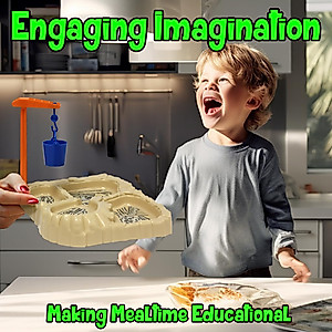 Funwares T-Rex Excavation Plate Engaging Kids' Dinnerware Set: Durable, 4-Section Divided Plate, Ideal for Picky Eaters, Educational Mealtime, Easy Cleaning, Gift for Toddlers