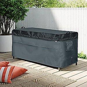 DUSTYPROTE Patio Storage Box Covers, Quick Open Outdoor Deck Boxs Top with Zipper and Pockets Garden Deck Box Covers Waterproof,Storage Container Covers(Gray,52x30x25in)