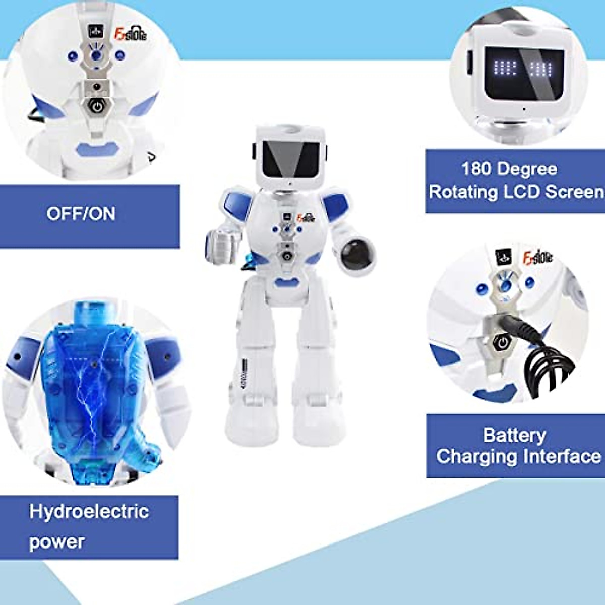 Fistone RC Robot War Warrior Remote Control Smart Robots Hydro Electric Hybrid Intelligent Interactive Action Figure Early Education Kids Toy with Dancing Singing