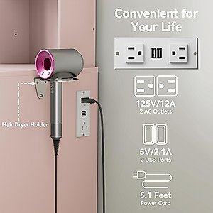 Dowinx Vanity Desk with Mirror and Light, Makeup Vanity with Power Outlet & Storage Stool, Vanity Table with 3 Drawers & 7 Open Shelves, Adjustable 3 Lighting Colors for Bedroom, Pink