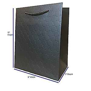 8x10 Black Gift Bags with Handles Medium 12 pcs Luxury Black Paper Shopping Bags 8x5x10 Premium Quality Heavy Duty Modern Fancy Matte Elegant Embossed Wedding Guests Birthday Bridal Baby Shower Merchandise