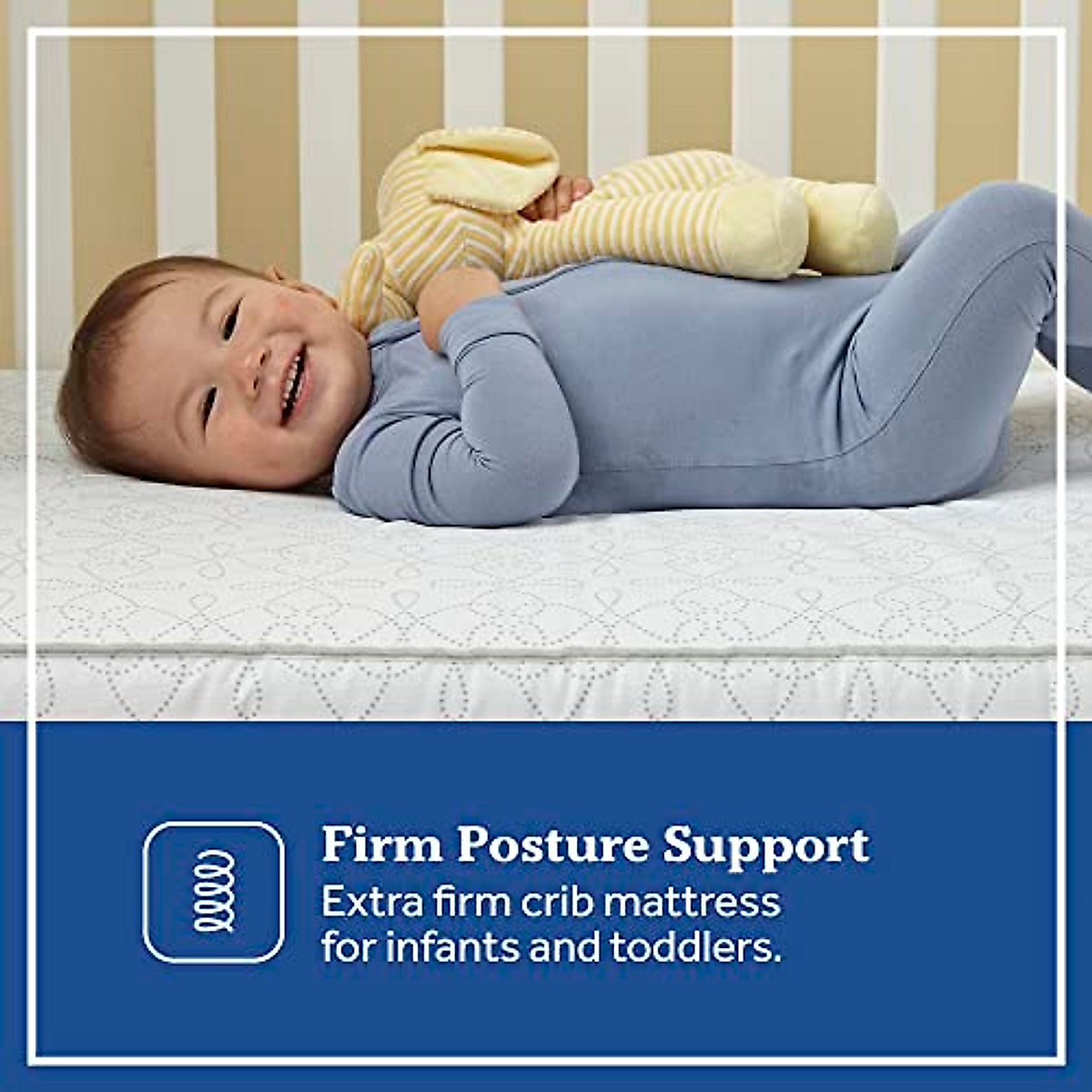 Sealy Perfect Rest Extra Firm Baby Crib Mattress and Toddler Mattress, Waterproof Crib Mattress, 150 Premium Coils, Made in USA, 52"x28", Grey, 1 Count (Pack of 1)