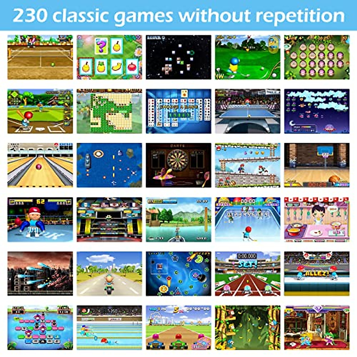 TaddToy 16 Bit Handheld Game Console for Kids Adults, 3.0'' Large Screen Preloaded 230 HD Classic Retro Video Games with USB Rechargeable Battery & 3 Game Cartridges for Birthday Gift for Kids 4-12