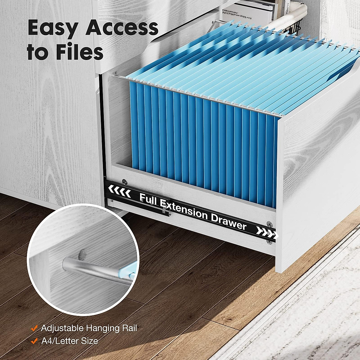 Sweetcrispy Organizer Vertical Office Mobile Lateral Filing Cabinet Printer Stand with Adjustable Storage Shelves for Kids Room, Small Space, Bedroom, 31.34" x 15.75" x 24.41", Whitewood