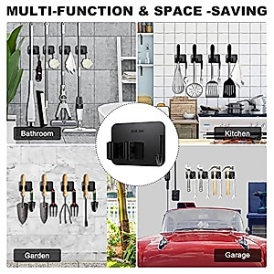 Drek Crek Mop Broom Holder Wall Mounted Heavy Duty No Drill, Adhesive Mop Broom Organizer, 304 Stainless Steel Mop Hanger Wall Mount Stick on w Hooks for Bathroom,Kitchen,Closet,Garage,Garden, 4PCS