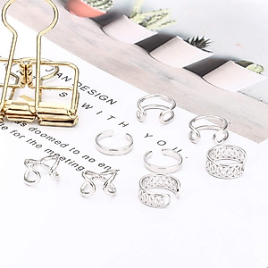 ORAZIO 4 Pairs 925 Sterling Silver Ear Cuff Earrings for Women Adjustable Non Pierced Fake Clip On Cartilage Helix Ear Piercing Earrings Silver 4 Various Styles