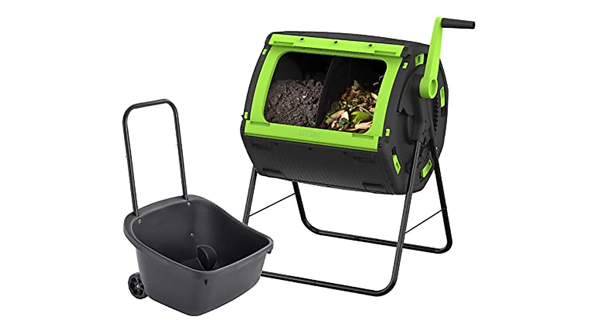 MAZE 48 Gallon Compost Tumbler & Cart - Easy Composting