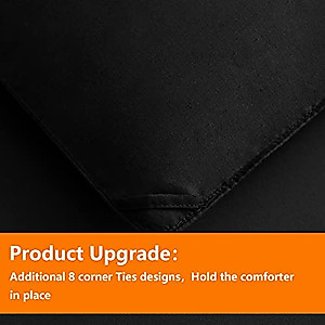 TAIMIT Black Queen Size Comforter Set - 7 Pieces, Bed in a Bag Bedding Sets with All Season Soft Quilted Warm Fluffy Reversible Comforter,Flat Sheet,Fitted Sheet,2 Pillow Shams,2 Pillowcases