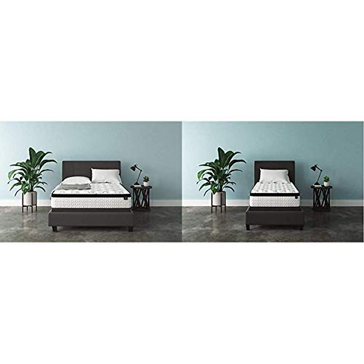 Signature Design by Ashley - 12 Inch Chime Express Hybrid Innerspring- Firm Mattress- Bed in a Box- Queen- White & 12 Inch Chime Express Hybrid Innerspring- Firm Mattress- Bed in a Box- Twin - White