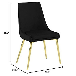 Meridian Furniture Karina Collection Modern | Contemporary Velvet Upholstered Dining Chair with Sturdy Metal Legs, Set of 2, 19.5" W x 21.5" D x 33.5" H, Black