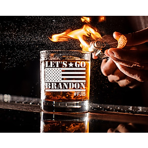 CARVELITA Let's Go Brandon 11oz Laser Engraved Christmas Whiskey Glass, FJB Old Fashion Rocks Glass, Gift For Republican or Conservative, Lets Go Brandon, Patriot Gifts