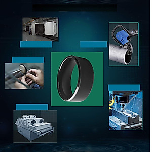 Riversmerge RFID Rewritable Dual Frequency in One ID T5577&IC CUID Black Ceramics Smart Finger Ring Wear for Men or Women (Black-20mm)