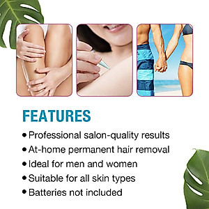 Clean + Easy Non-Laser Personal Electrolysis Device - Permanent Hair Removal for Face and Body, Battery Operated, Painless and Convenient Home Treatment