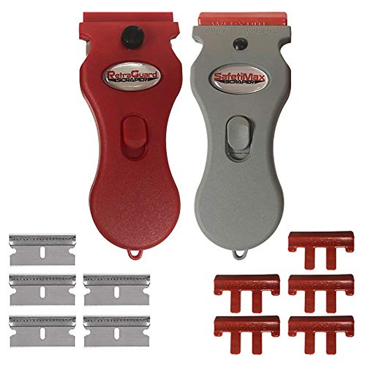Werxrite RetraGuard Scraper & SafetiMax Scraper Combo - Stovetop Cooktop Glass Ceramic Metal Scraper - Sticker Glue Paint Adhesive Decal Scraper + 5 Replacement Scraper Blades per Scraper - USA Made