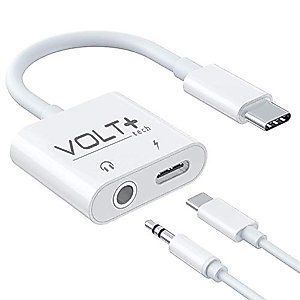 Volt Plus Tech USB C to 3.5mm Headphone Jack Audio Aux & C-Type Fast Charging Adapter Compatible with Your Samsung LG Google Apple iPadsand Many More Devices with C-Port